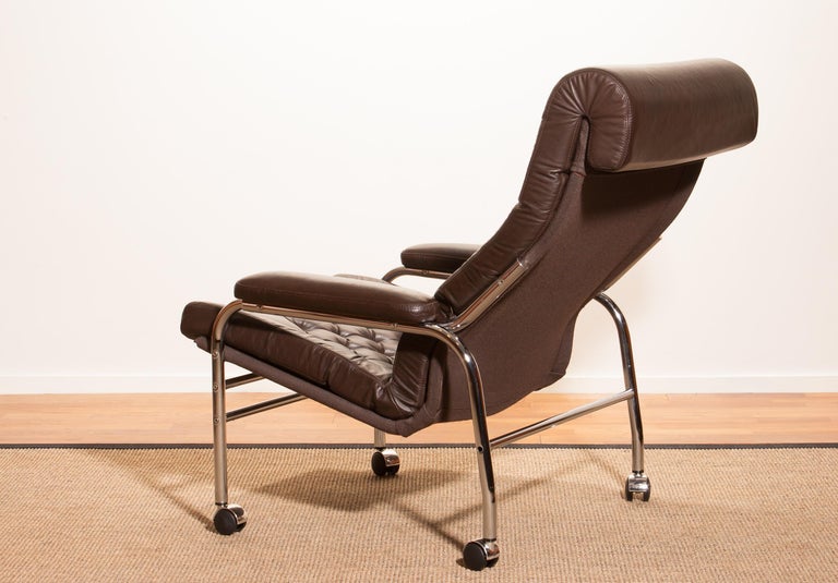 1970s, Leather and Chrome Lounge Chair 'Bore' by Noboru Nakamura For ...