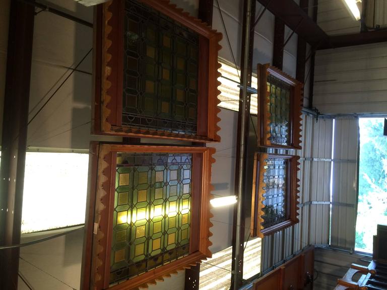 English Pub Bar, Panelling and Stained Glass Ceiling, with Fox and ...
