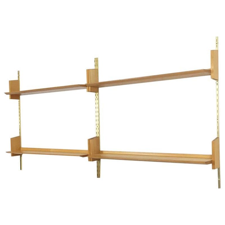 Modular Wall Unit in Brass and Elmwood by Dieter Reinhold for Wk Möbel ...