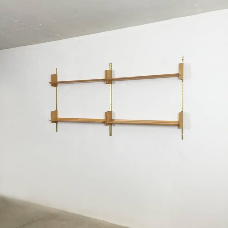 Modular Wall Unit in Brass and Elmwood by Dieter Reinhold for Wk Möbel ...