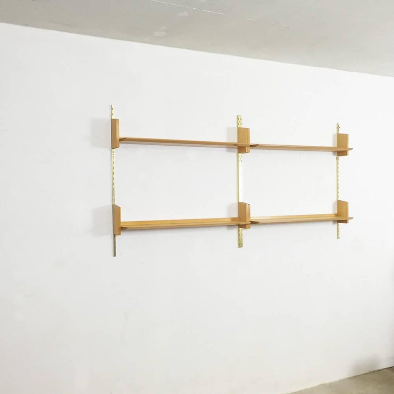 Modular Wall Unit in Brass and Elmwood by Dieter Reinhold for Wk Möbel ...