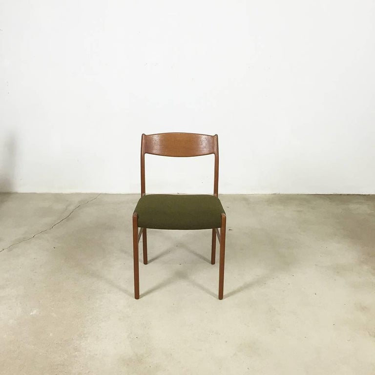 Set of Six Teak Chairs Green Hopsak by G. S. Glyngore Stolefabrik ...
