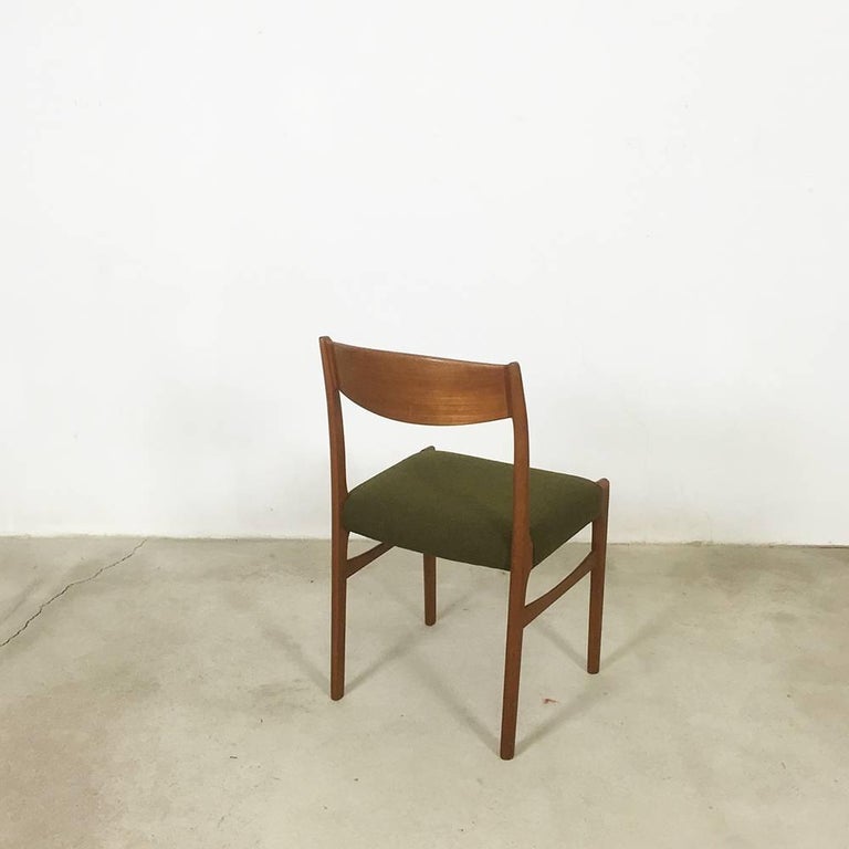 Set of Six Teak Chairs Green Hopsak by G. S. Glyngore Stolefabrik ...