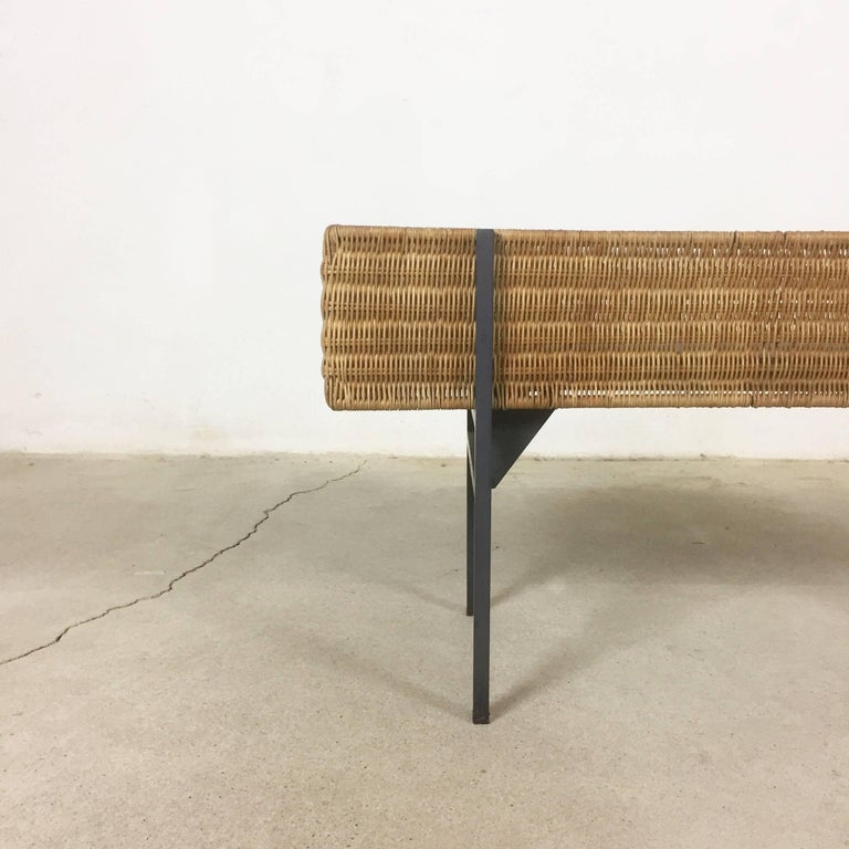 Minimalistic Metal and Rattan Planter Trough Plant Stand, Italy, 1960s ...