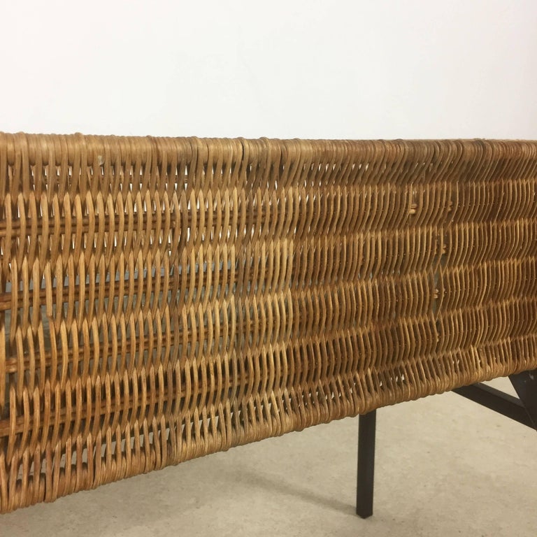 Minimalistic Metal and Rattan Planter Trough Plant Stand, Italy, 1960s ...