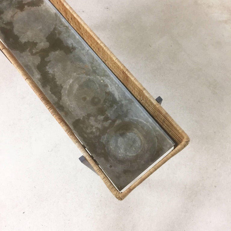 Minimalistic Metal and Rattan Planter Trough Plant Stand, Italy, 1960s ...