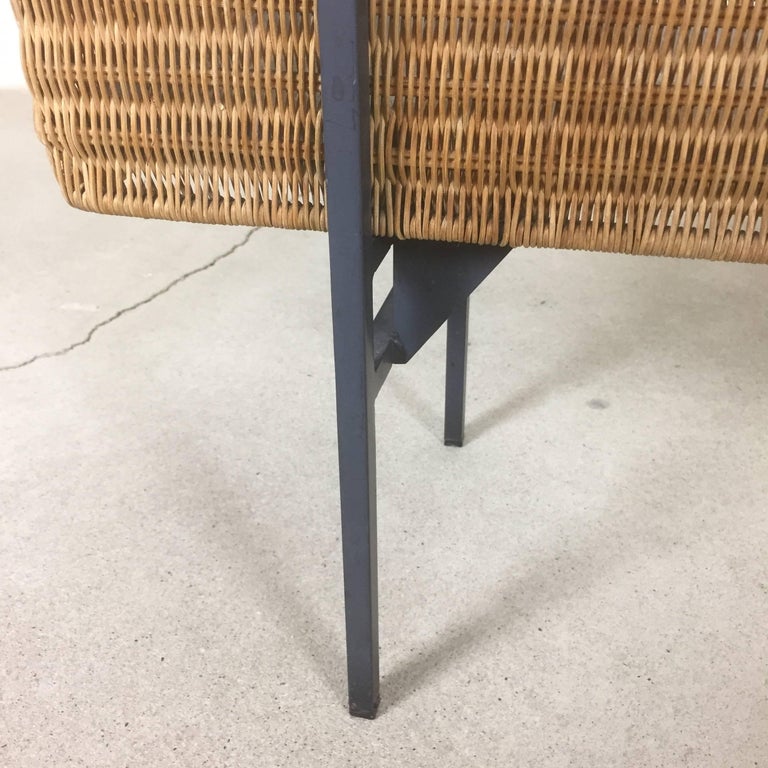 Minimalistic Metal and Rattan Planter Trough Plant Stand, Italy, 1960s ...