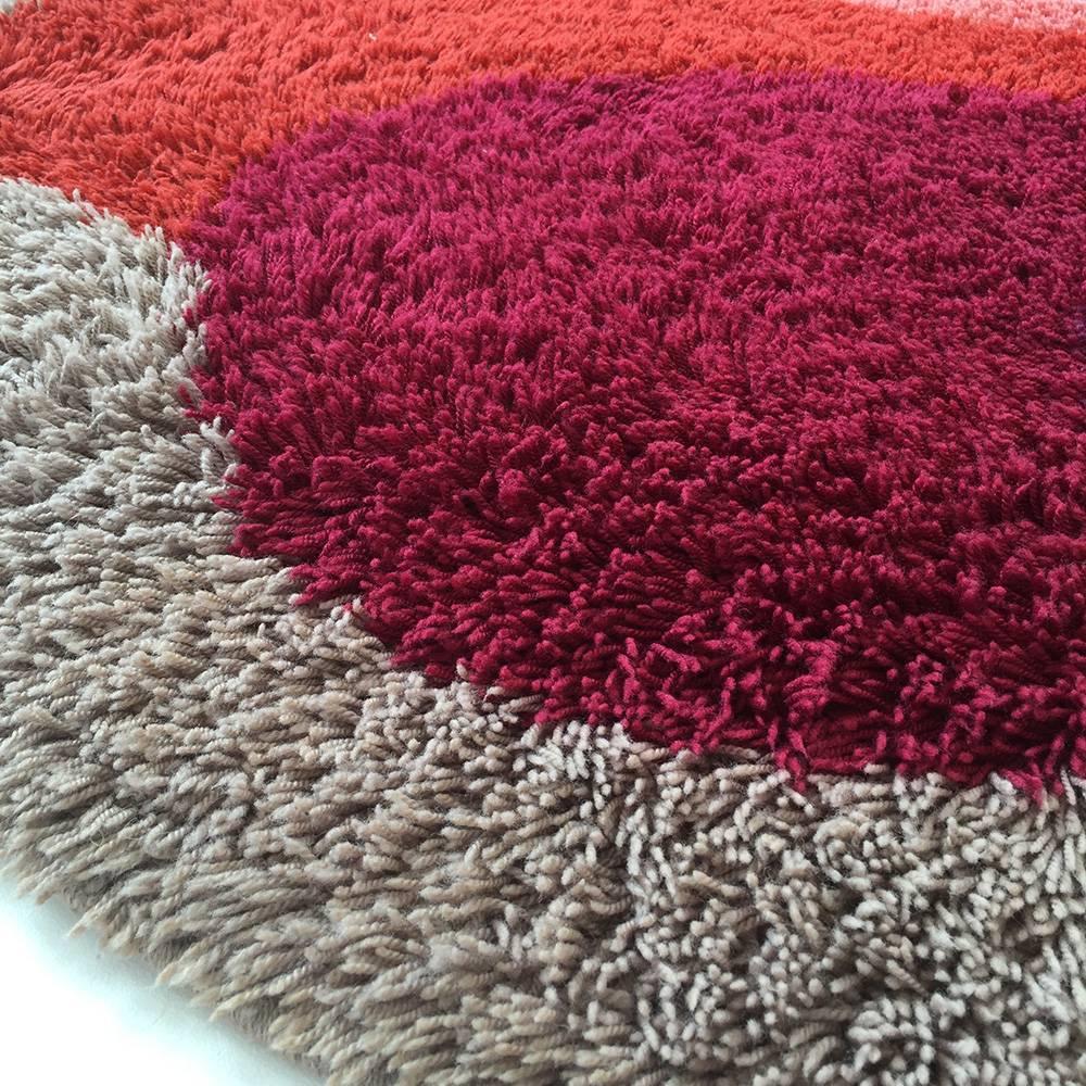 Vintage 1970s Psychedelic “Rainbow" Rya Rug Shag Made by Desso, Germany ...