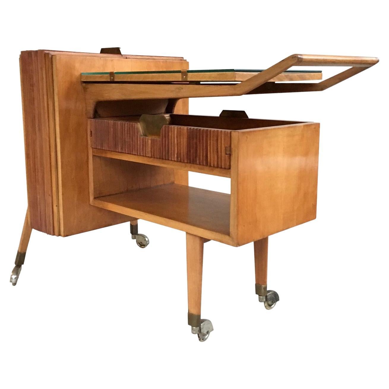 A Rare Indian Mid-Century Sheesham Wood Drinks Cart with Brass and ...