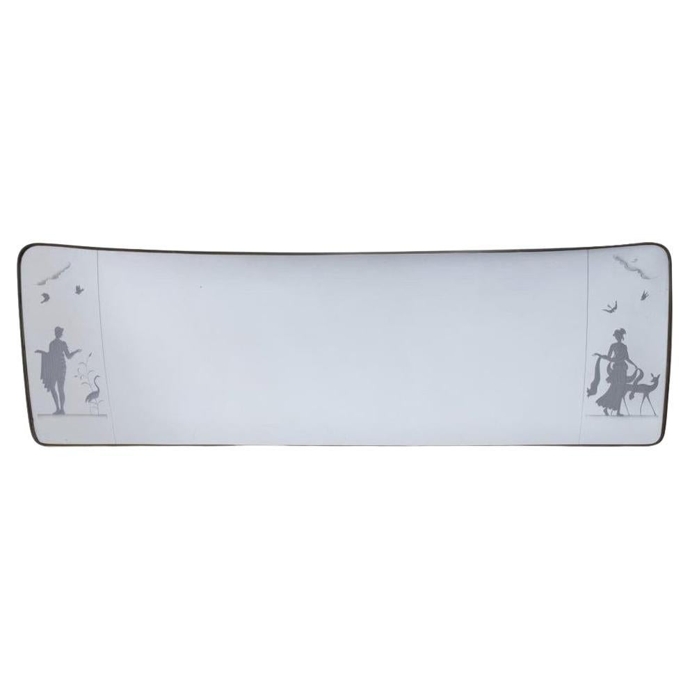 French Mid-Century Guitar Shaped Etched Glass Wall Mirror For Sale at ...