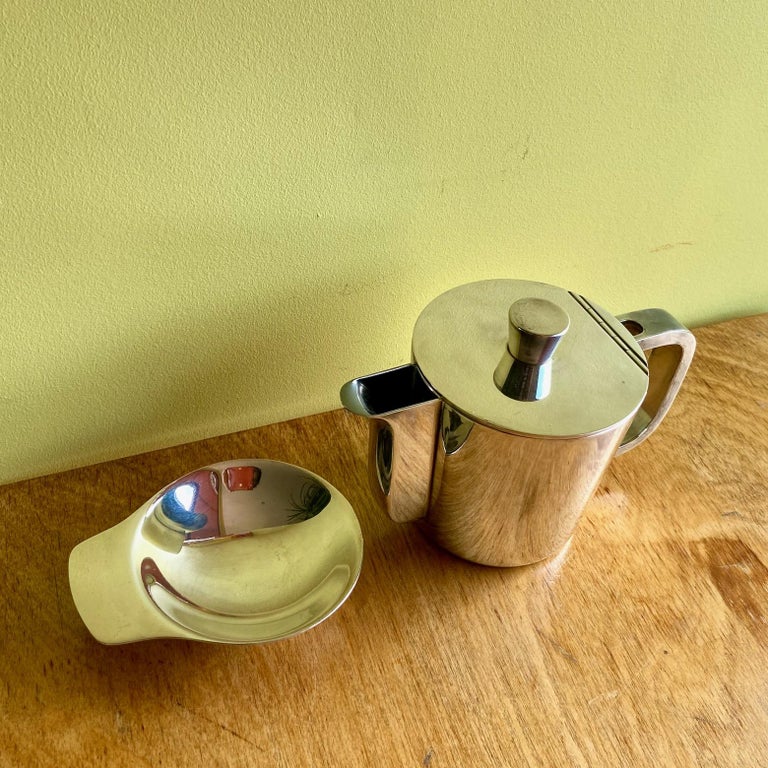 Mid-Century Gio Ponti Silver Plated Coffee Pot and tiny Dish for Arthur ...