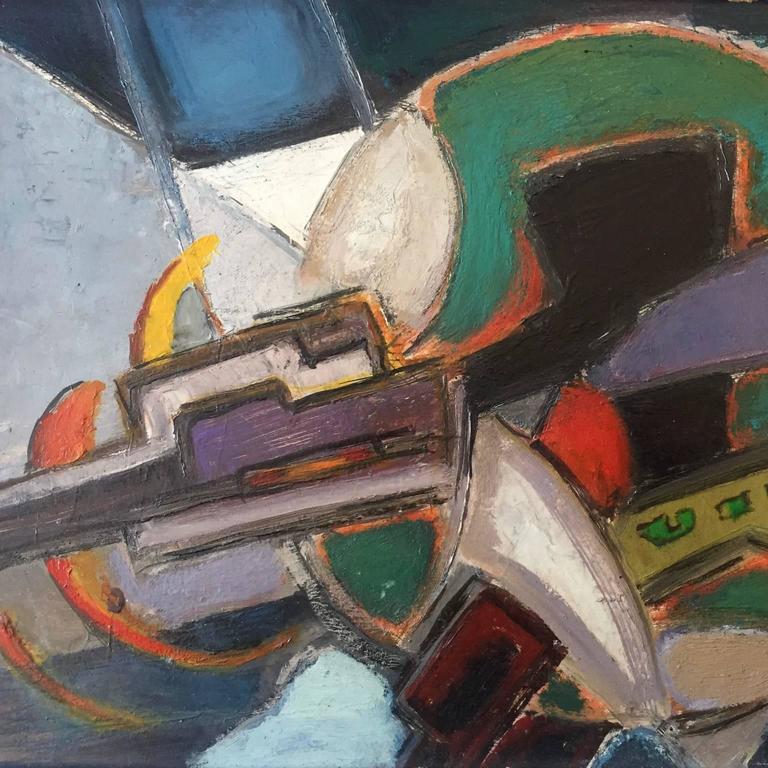 1950s-1960s French abstract Oil Painting by Pierre Havret, Signed at ...