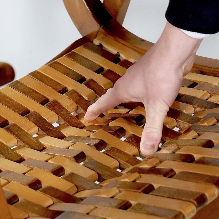 Stained Beechwood Elbow Chair with a Tension Sprung Articulated Seat ...