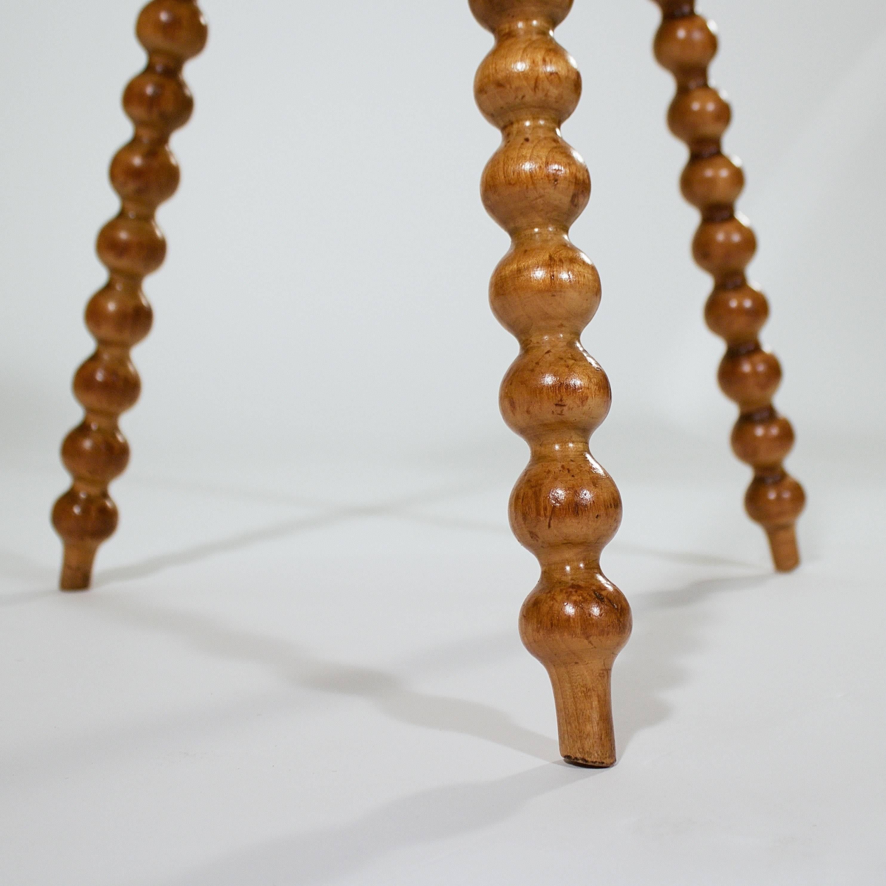 Small Circular Satin Birch Bobbin Turned Gypsy Table at 1stDibs