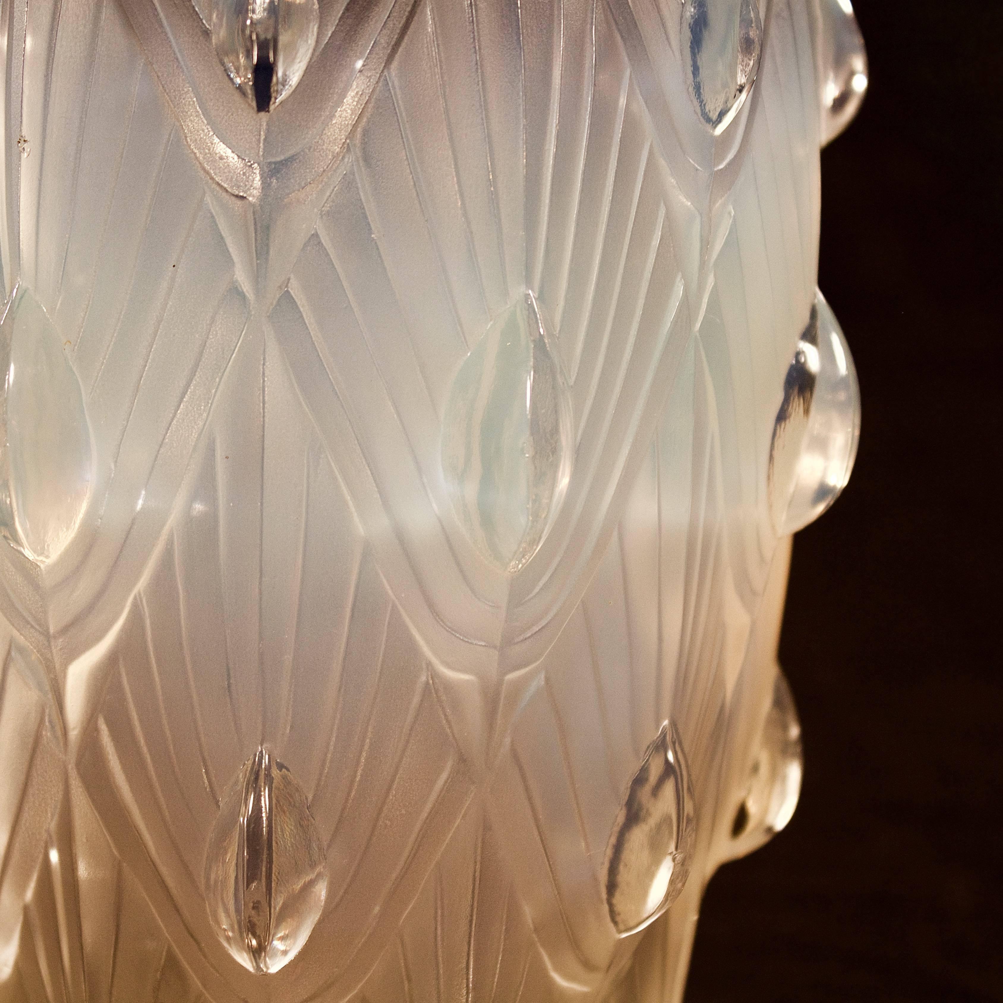Opalescent Moulded Glass Vase by Sabino at 1stDibs