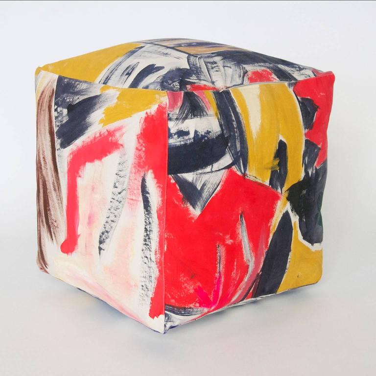 Hand-Painted Cotton Canvas Cube at 1stDibs
