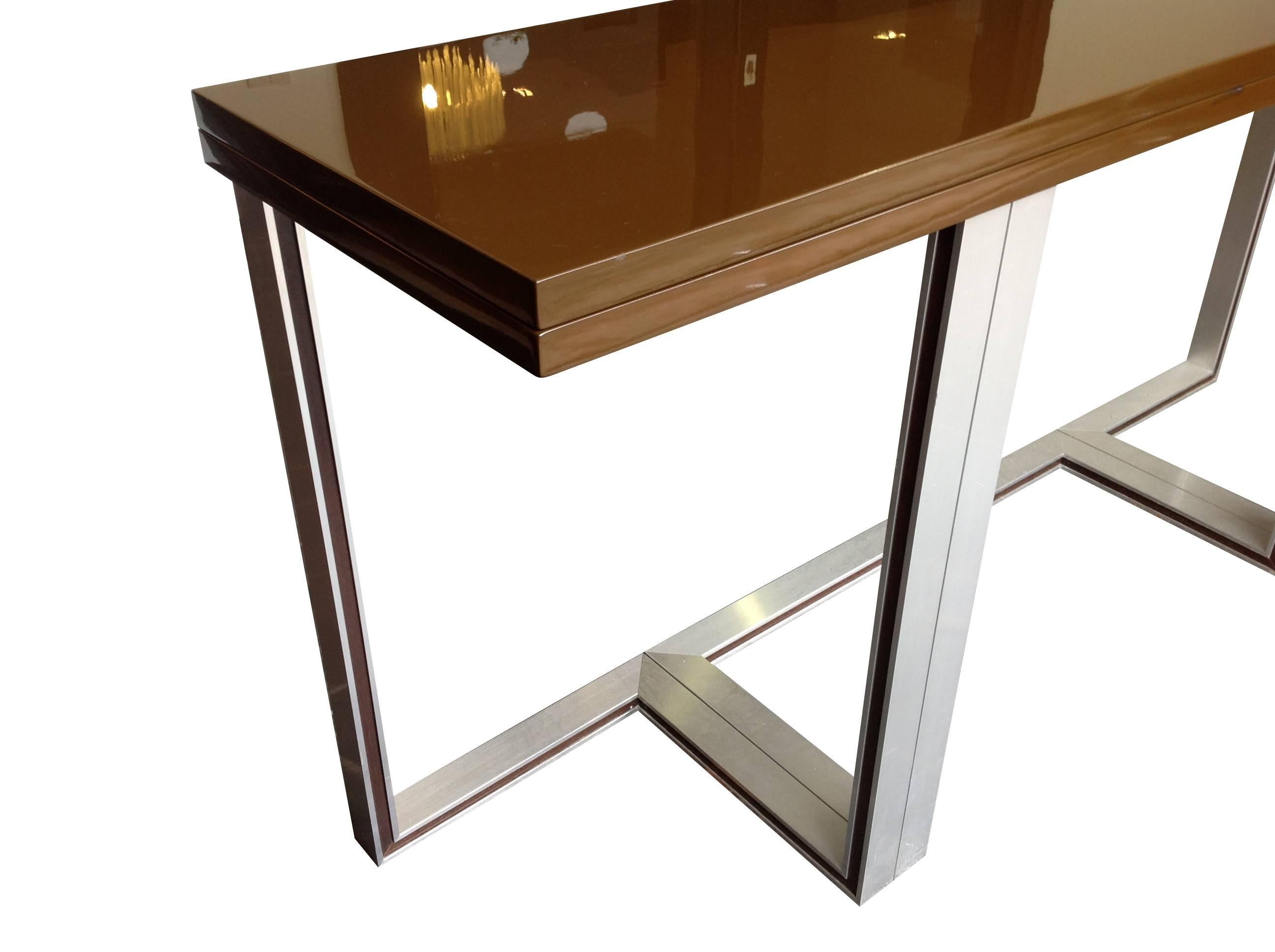 Artelano Brown Lacquer Extending Console Table For Sale at 1stDibs