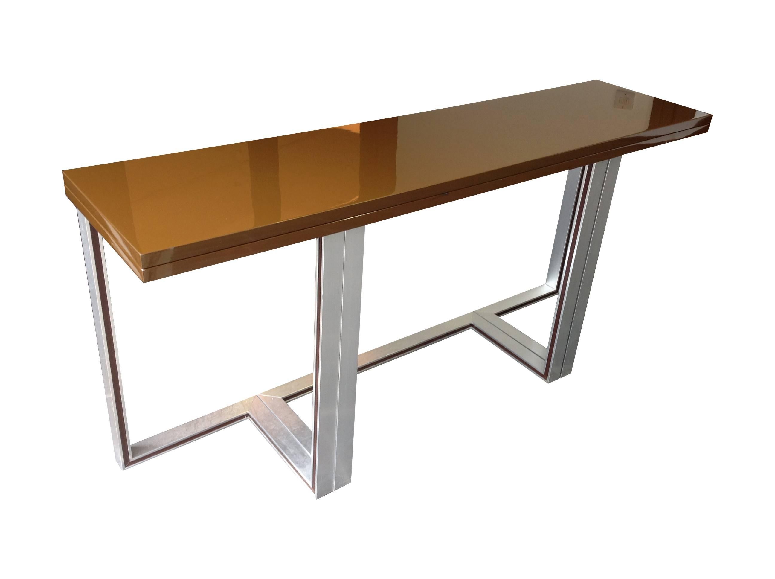 Artelano Brown Lacquer Extending Console Table For Sale at 1stDibs