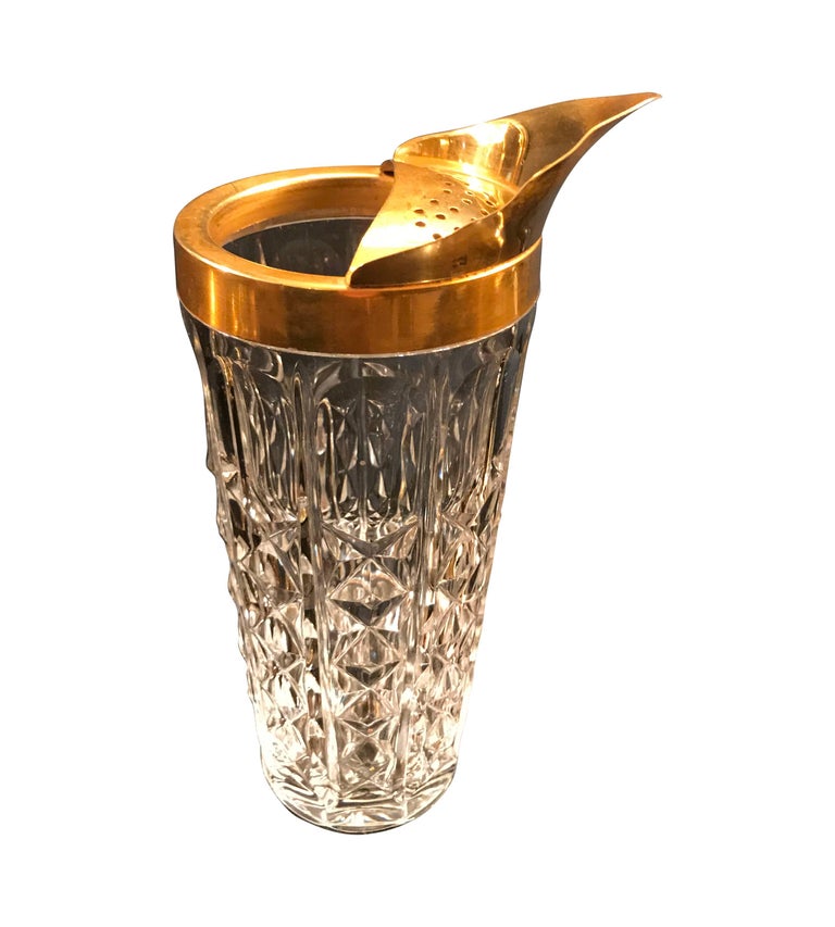 Val Saint Lambert Crystal and Gold Leaf Cocktail Mixing Jug at 1stDibs