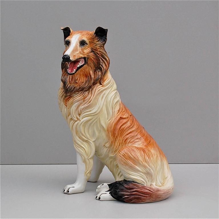 Lifesize Ceramic Border Colli, Late 20th Century, Italy For Sale at 1stDibs
