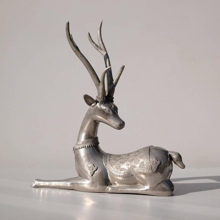 Large Silver Colored Animal Floor Sculpture, Late 20th Century at 1stDibs