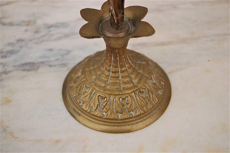 Pair of Antique White Lilly Candlesticks, 19th Century, France at 1stDibs