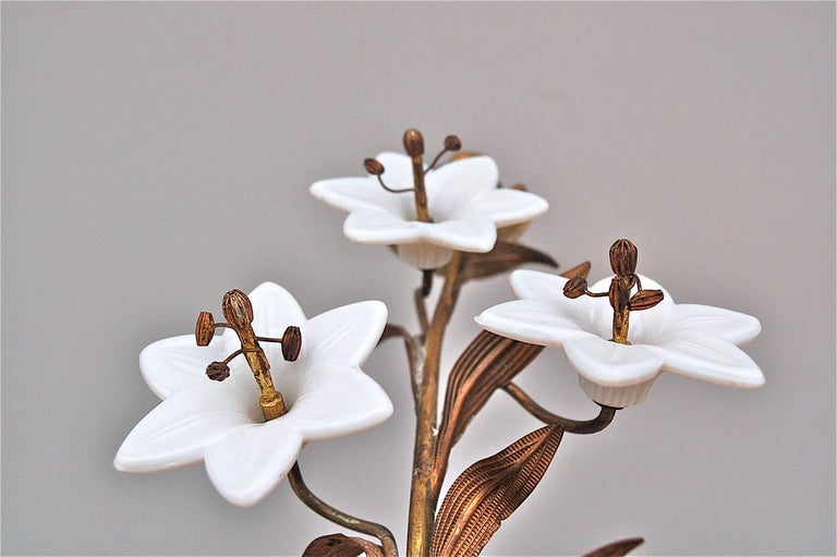 Pair of Antique White Lilly Candlesticks, 19th Century, France at 1stDibs