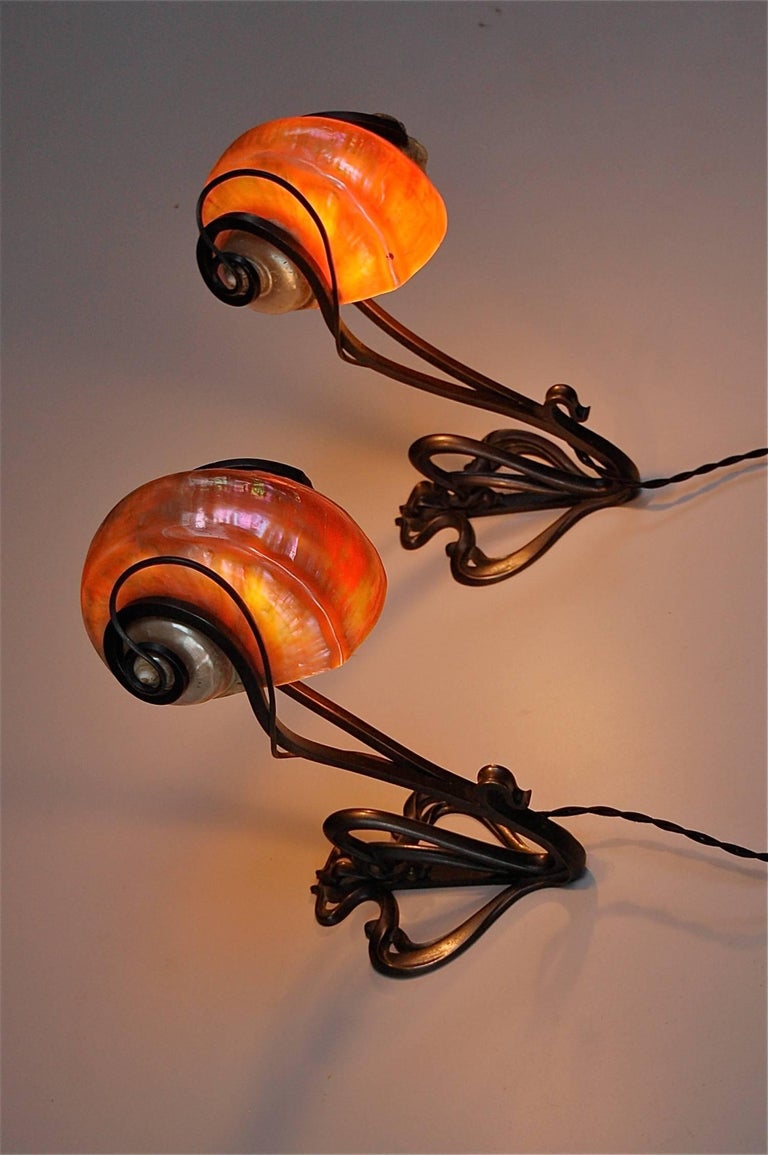 Pair of Art Nouveau Nautilus Shell Wall Lights, Early 20th Century at ...