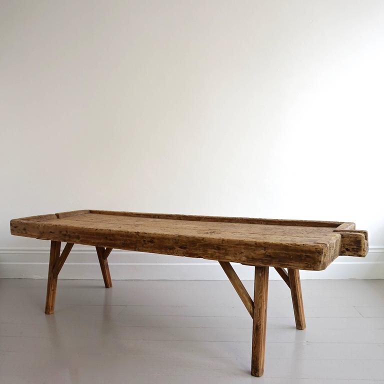 Grand Scale 18th Century French Elm Pig Bench Coffee Table at 1stDibs