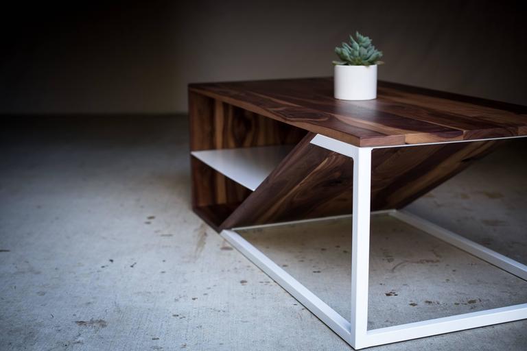 The Cortado, Modern Walnut and Powder Coated Steel Coffee Table at 1stDibs