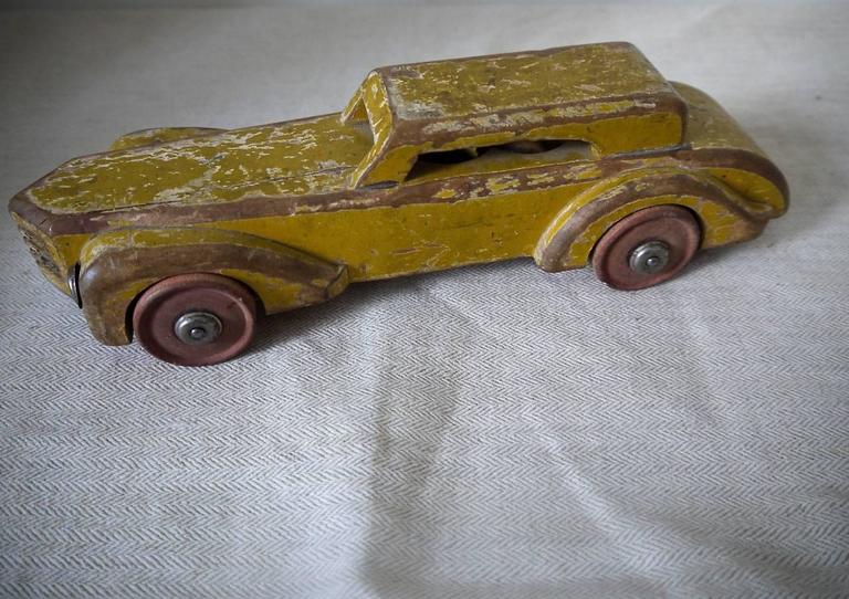 1930s French Painted Yellow Wooden Toy Car at 1stDibs
