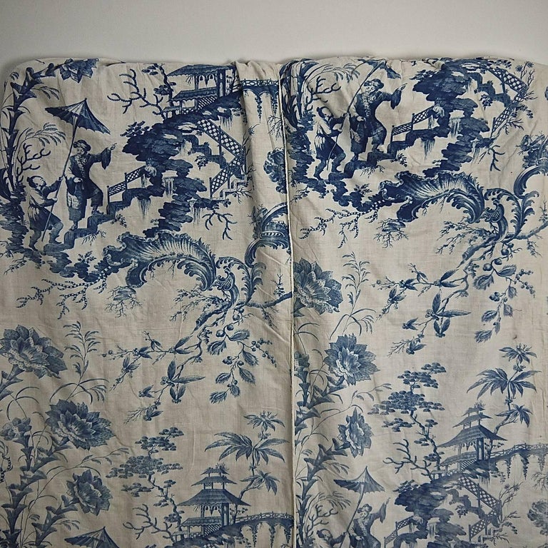 Pair of 18th Century French Antique Chinoiserie Toile Blue and White ...
