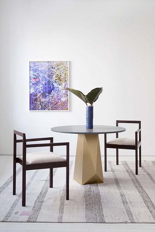 Oscar Dining Table, Brass and Stone For Sale at 1stDibs