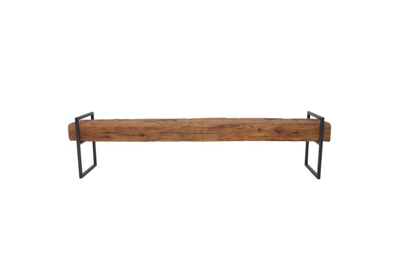 Modern Minimal Beam Bench Reclaimed Structural Oak Beams Welded Steel ...