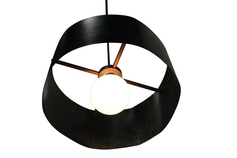Fully Adjustable "PULLEY LIGHT" with Hand Bent Patinated Steel Shade ...