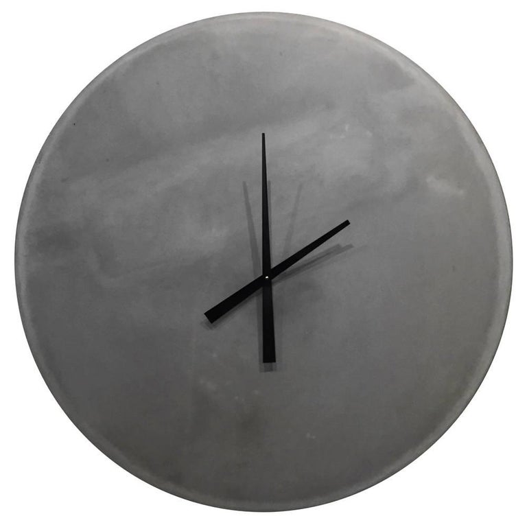 Large Cast-Concrete Wall Clock at 1stDibs | large concrete wall clock ...