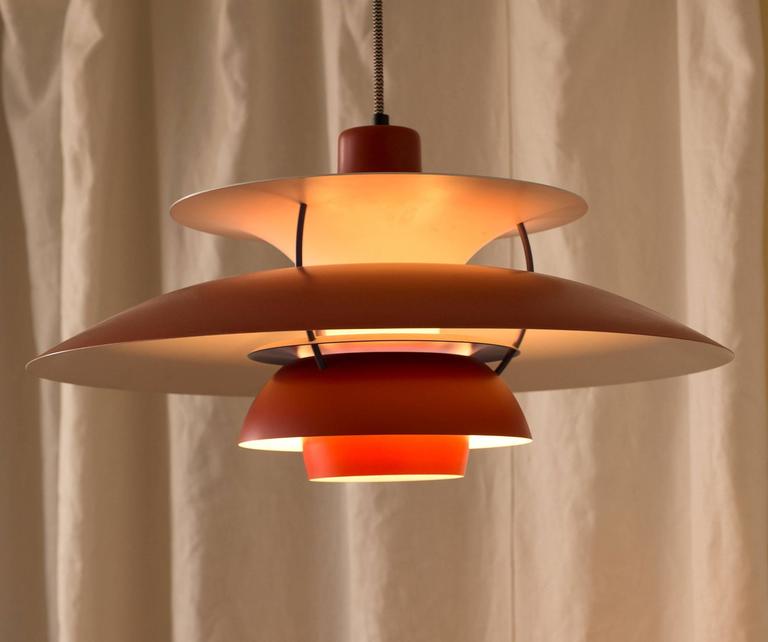 Poul Henningsen PH5 Lamp in Red for Louis Poulsen, Denmark, 1958 at 1stDibs