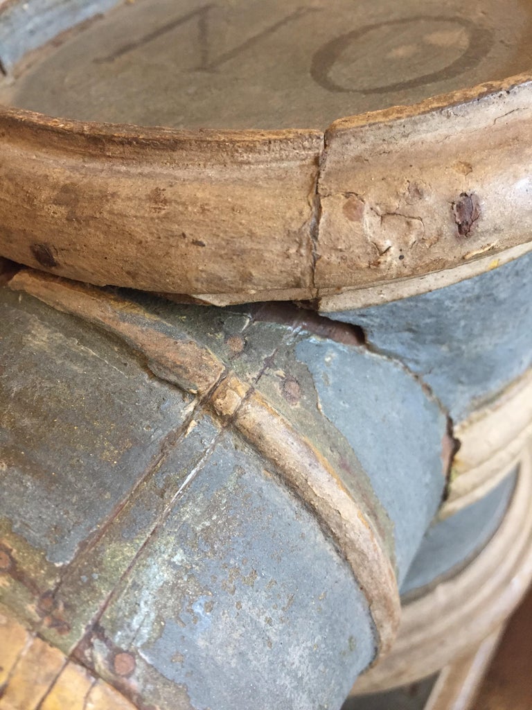 17th Century Italian Ballot Voting Urn Carved Blue and Red Painted Wood ...