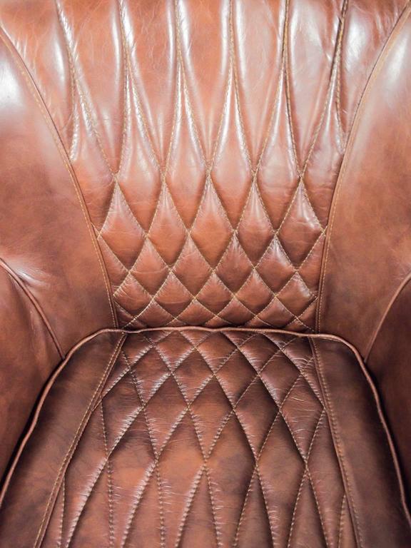 Late 20th Century Classic Brown Leather Quilted Club Chair at 1stDibs