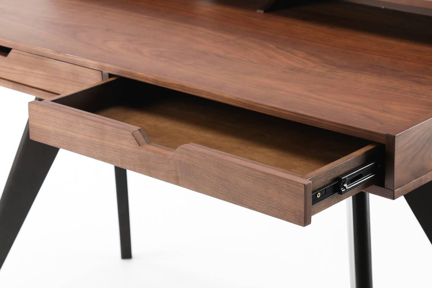 Contemporary Walnut and Wenge Veneer Writing Desk with Two Drawers at ...