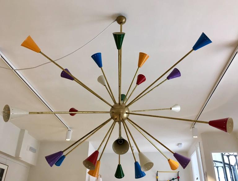 Large Sputnik Chandelier with 24 Colorful Lights in the Style of ...