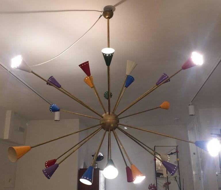Large Sputnik Chandelier with 24 Colorful Lights in the Style of ...