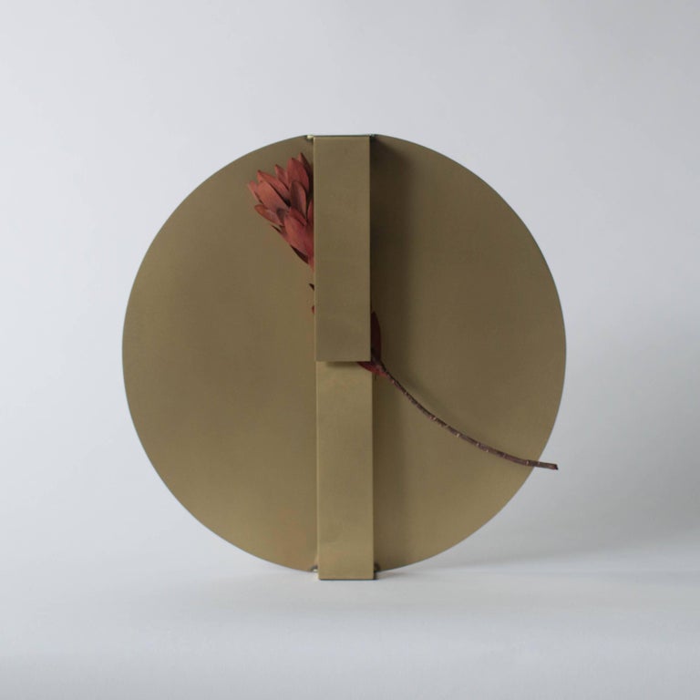 Wearing a Vase 01 Brass Object with Flowers Contemporary Japanese Zen ...