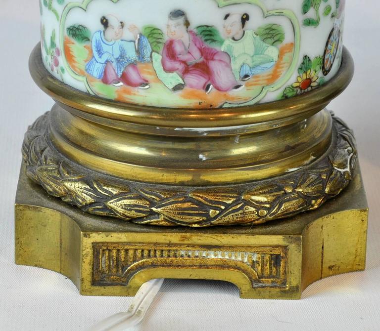 Pair of Small-Scale Chinese Rose Mandarin Lamps with Bronze Mounts at ...