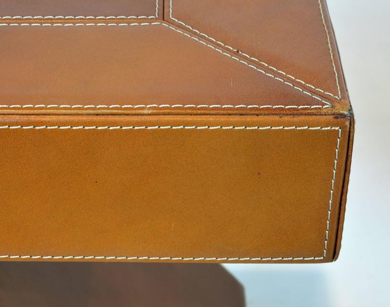 Pair of Vintage Sharp Modern Design Leather Clad Z-Themed Side or End ...