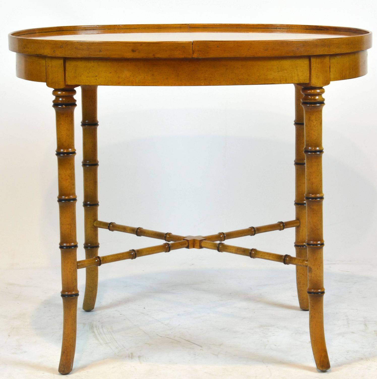 Vintage Mid-Century Baker Faux Bamboo Chinoiserie Style Oval Occasional ...