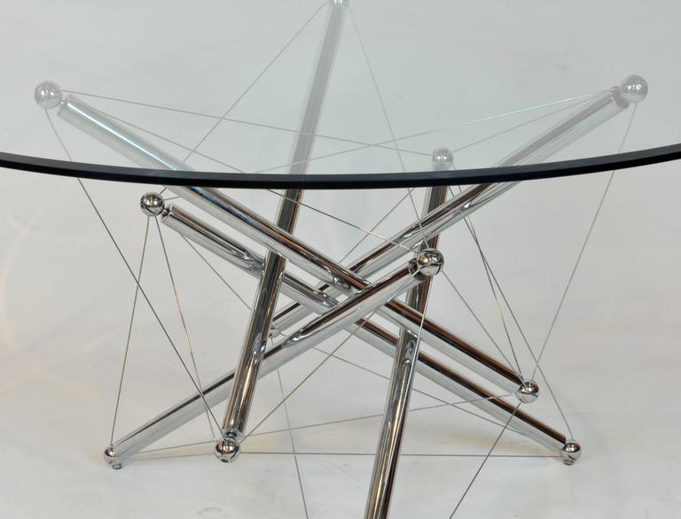 Italian Cassina Chrome and Glass Atomic Style Dining Table by Theodore ...