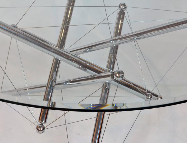 Italian Cassina Chrome and Glass Atomic Style Dining Table by Theodore ...