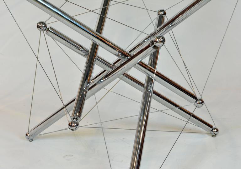 Italian Cassina Chrome and Glass Atomic Style Dining Table by Theodore ...