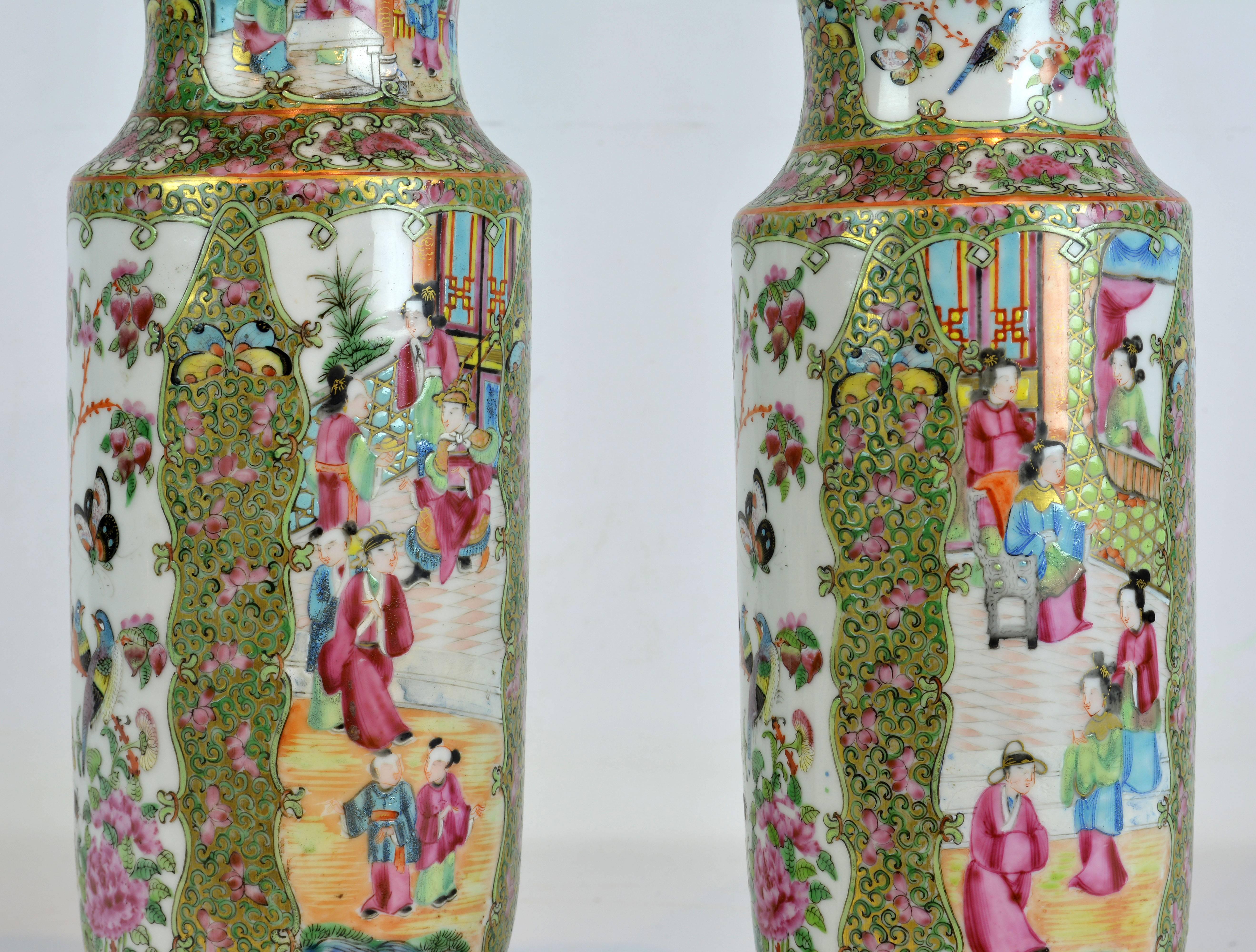 Pair of Late 19th Century Gilt Bronze Mounted Rose Medallion Vases at ...